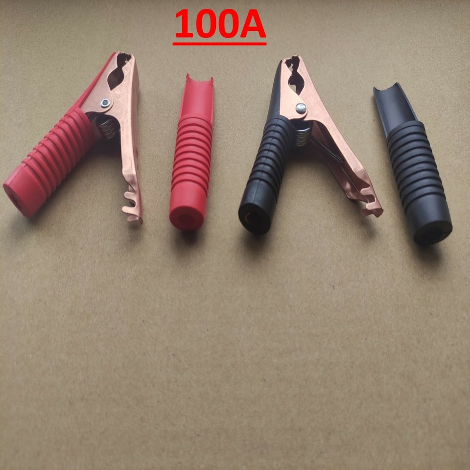 2x Crocodile Clips Alligator Clamps Battery Electrical Test Insulated ...