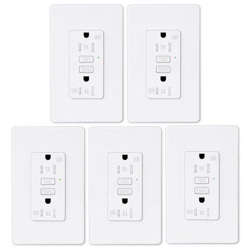 15Amp GFI Outlet Slim Duplex receptacle Ground Fault Circuit ...