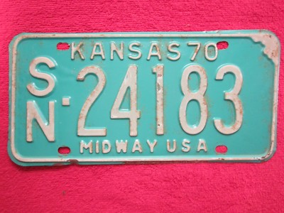 LICENSE PLATE Car Tag 1970 KANSAS SN 24183 Shawnee County [Z280] | eBay