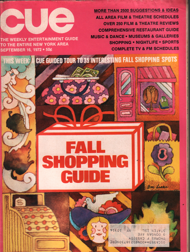 New York Cue Magazine September 16 1972 Don Leake Spring Shopping ...