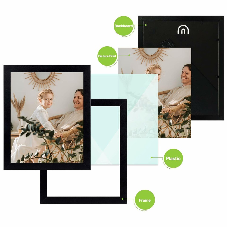 8 Pack 8x10 Picture Gallery Wall Frame Set Collage Tabletop Plastic ...