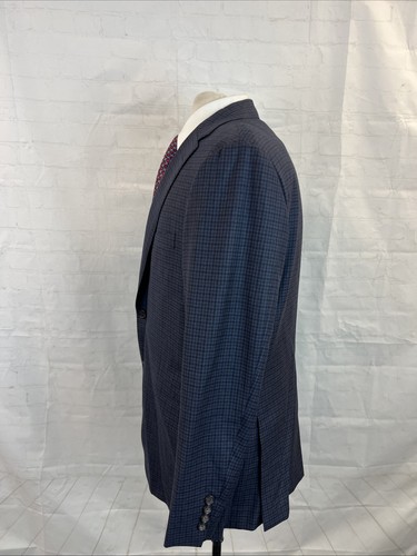 Hickey Freeman Men's Dark Navy Blue Plaid Wool Blazer 42R $1,495 | eBay