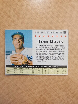 1961 Post Baseball Card #165A -Tom Davis-Los Angeles Dodgers-Ex | eBay