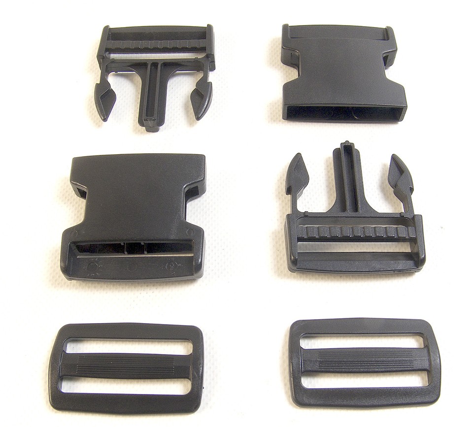 Quick Release Buckle, 2" Inch, w/ Webbing Slide, Acetal Plastic 2 Pc ...