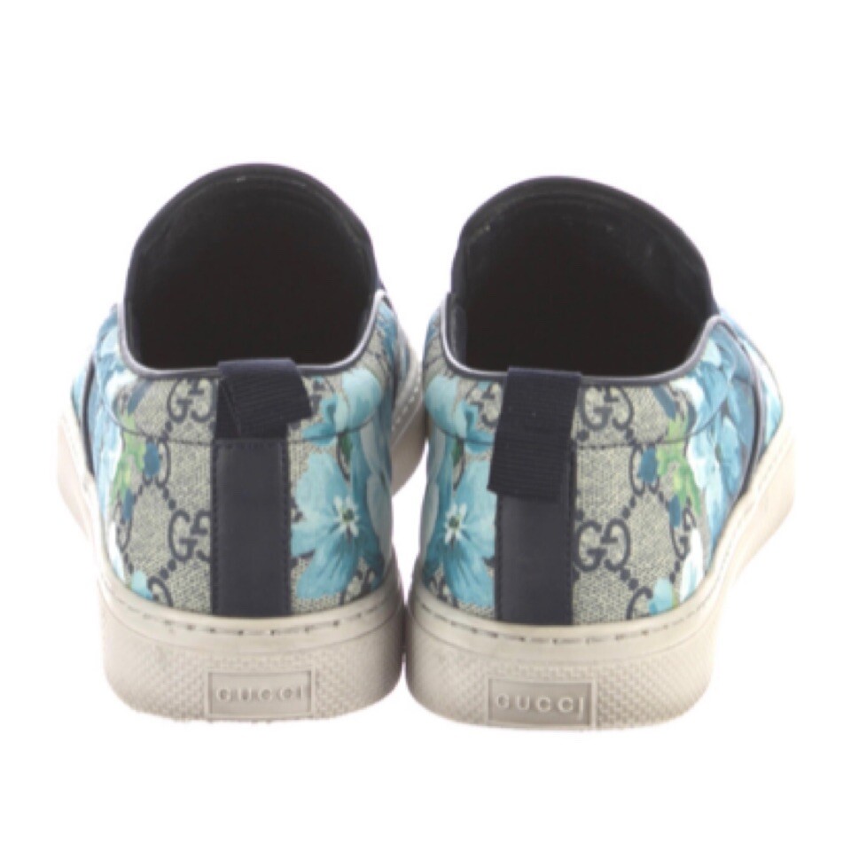 GUCCI Supreme GG Logo Canvas Bloom Blue Floral Slip-… - Gem