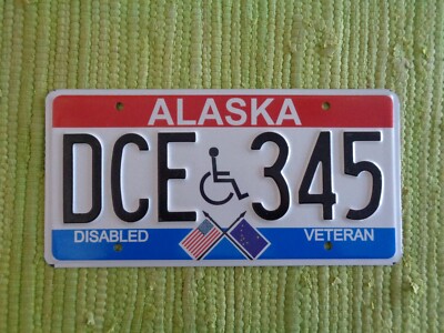 Alaska Disabled Veteran License Plate AK Tag Expired Wheelchair DCE 345 ...
