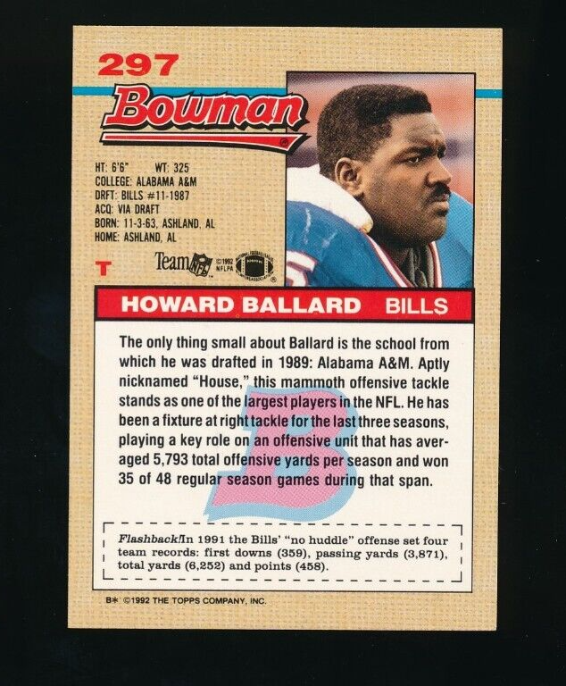 1992 Bowman Howard Ballard #297 signed auto autograph 'The House' cool ...