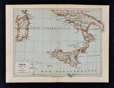 Pre-1900 - Map Of Italy Sicily