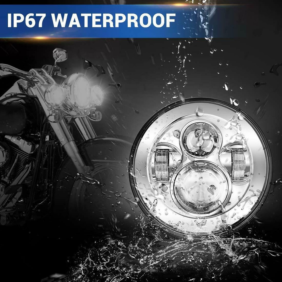 Pair 7" inch Round Led Headlights Hi/Lo Beam for Mack Granite CV713 ...