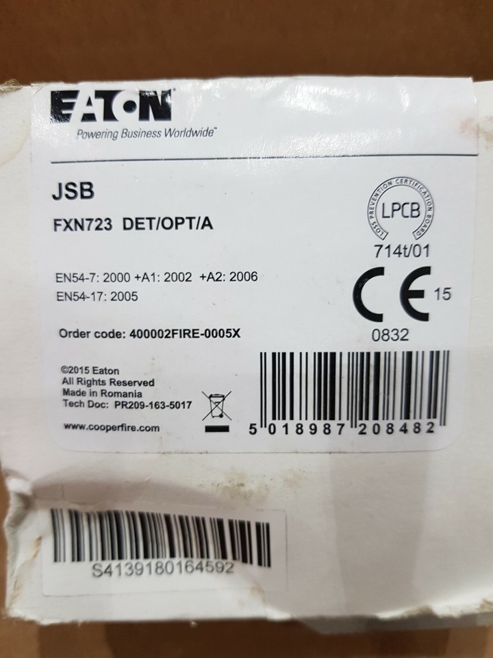Eaton Intelligent Addressable Optical Smoke Sensor JSB FXN723 | eBay