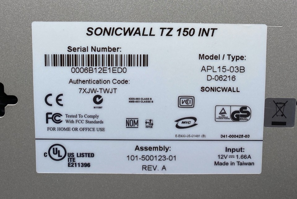 SONICWALL TZ 150 Firewall 100Mbps / Open Never Used | eBay