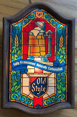 Vintage Plastic Heileman's Old Style Beer Stein Faux Stained Glass ...