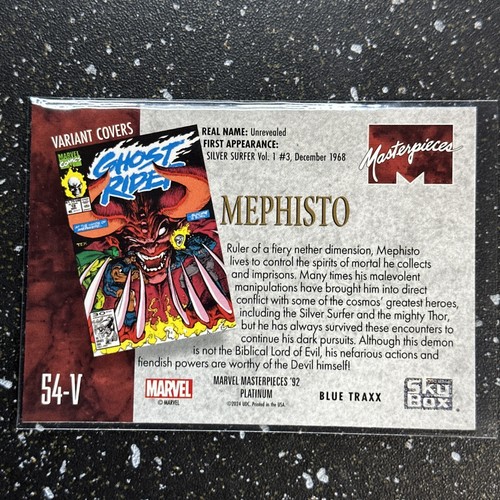 2024 Skybox Marvel Masterpieces '92 Platinum Mephisto Blue Traxx #54-V ...