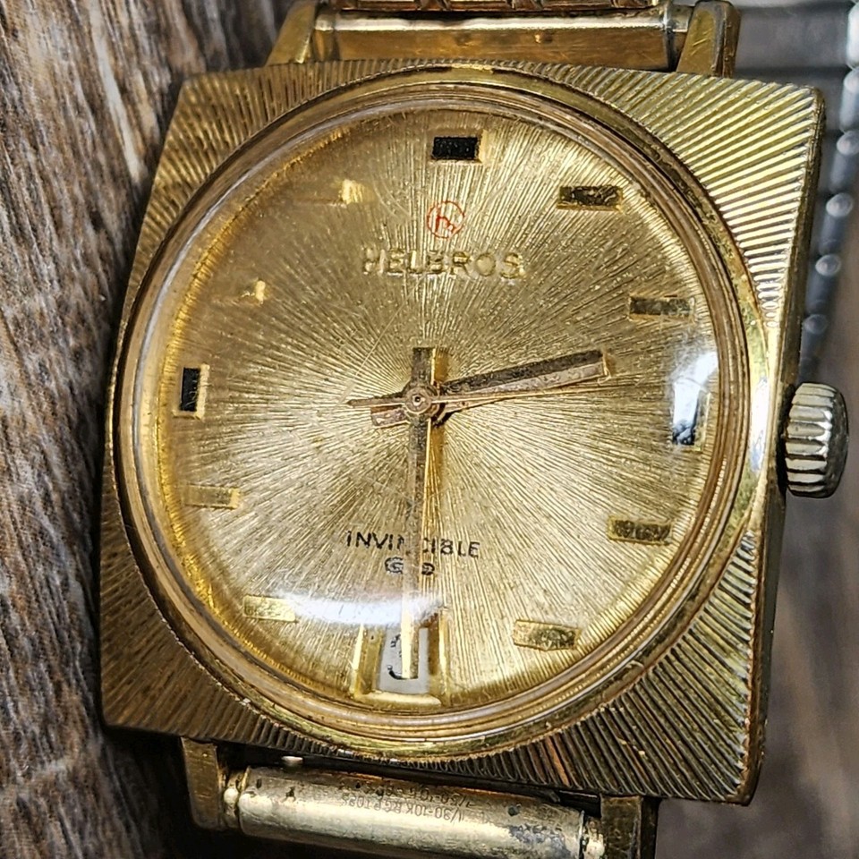 Vintage Helbros Invincible 17 Jewel Date Watch Working Switzerland ...