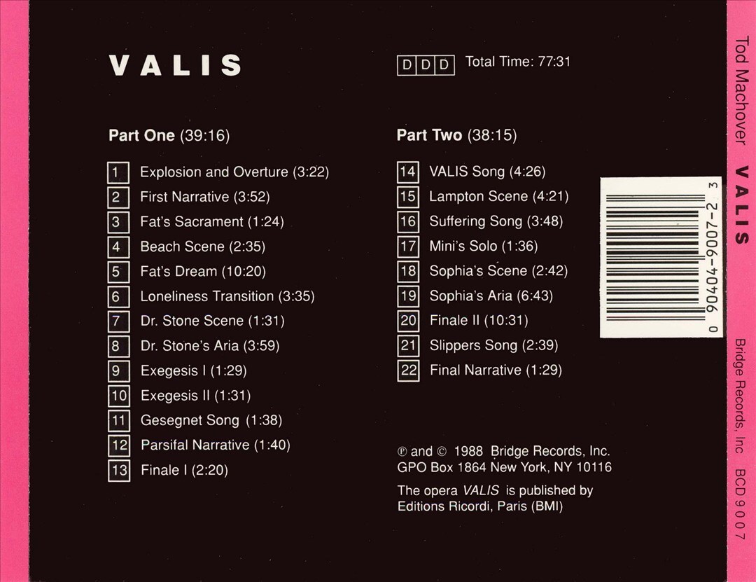 TOD MACHOVER - VALIS: AN OPERA BY TOD MACHOVER NEW CD 90404900723 | eBay