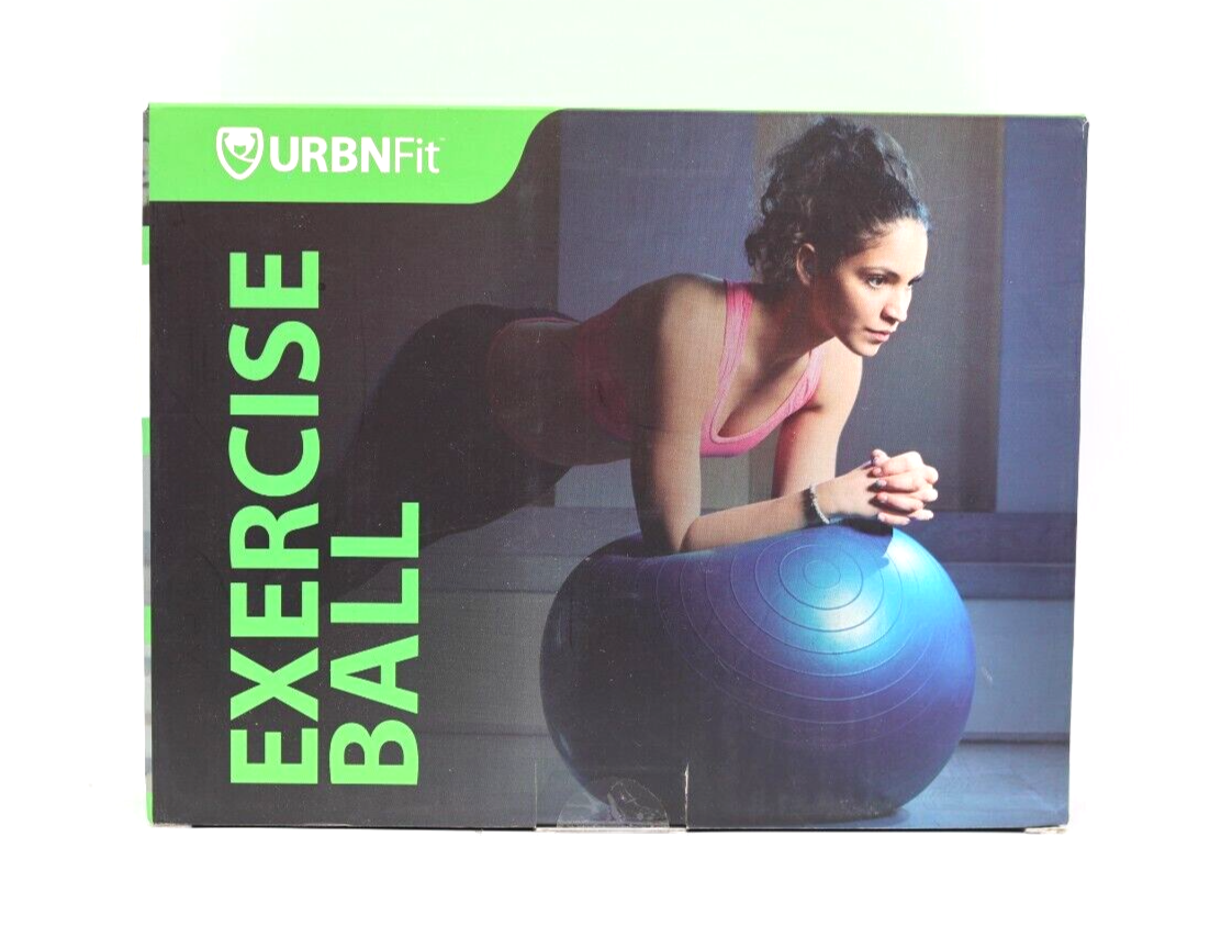 URBNFit 45cm Exercise Ball with Workout Guide and Quick Pump - Black ...