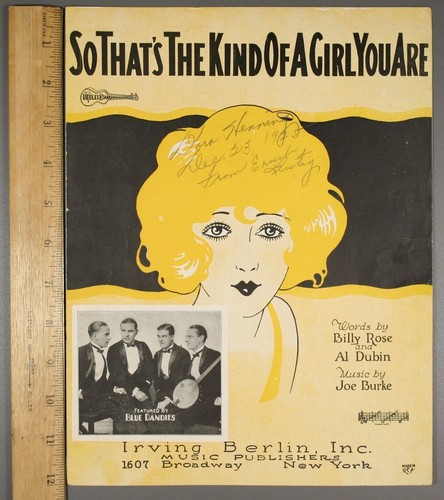 1925 Sheet Music Rose & Dubin (So That's the Kind of Girl You Are) Blue ...
