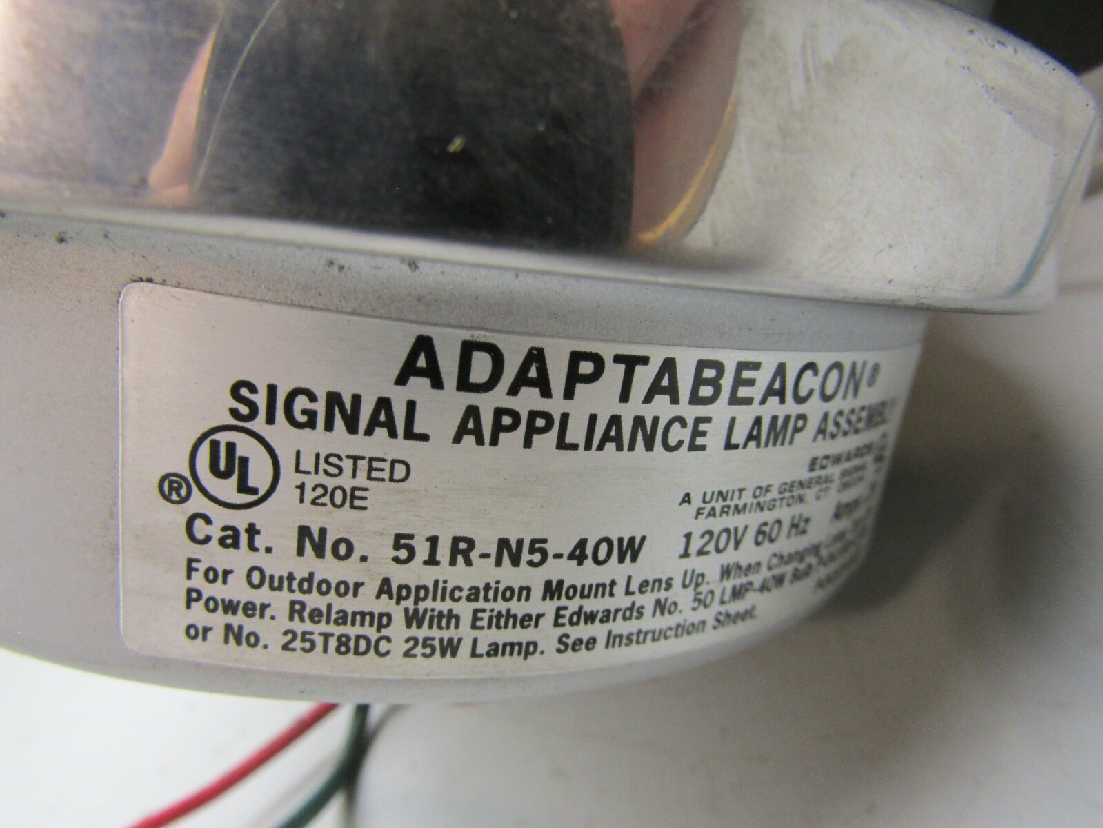 Edwards+51r-n5-40w+ADAPTABEACON+Visual+Signal+Appliance+Red+120v for ...