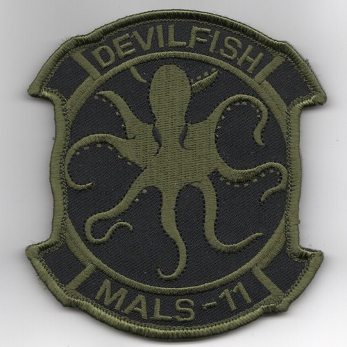 4" USMC MARINE CORPS MALS-11 DEVILFISH SQUAD SUBDUED EMBROIDERED PATCH ...