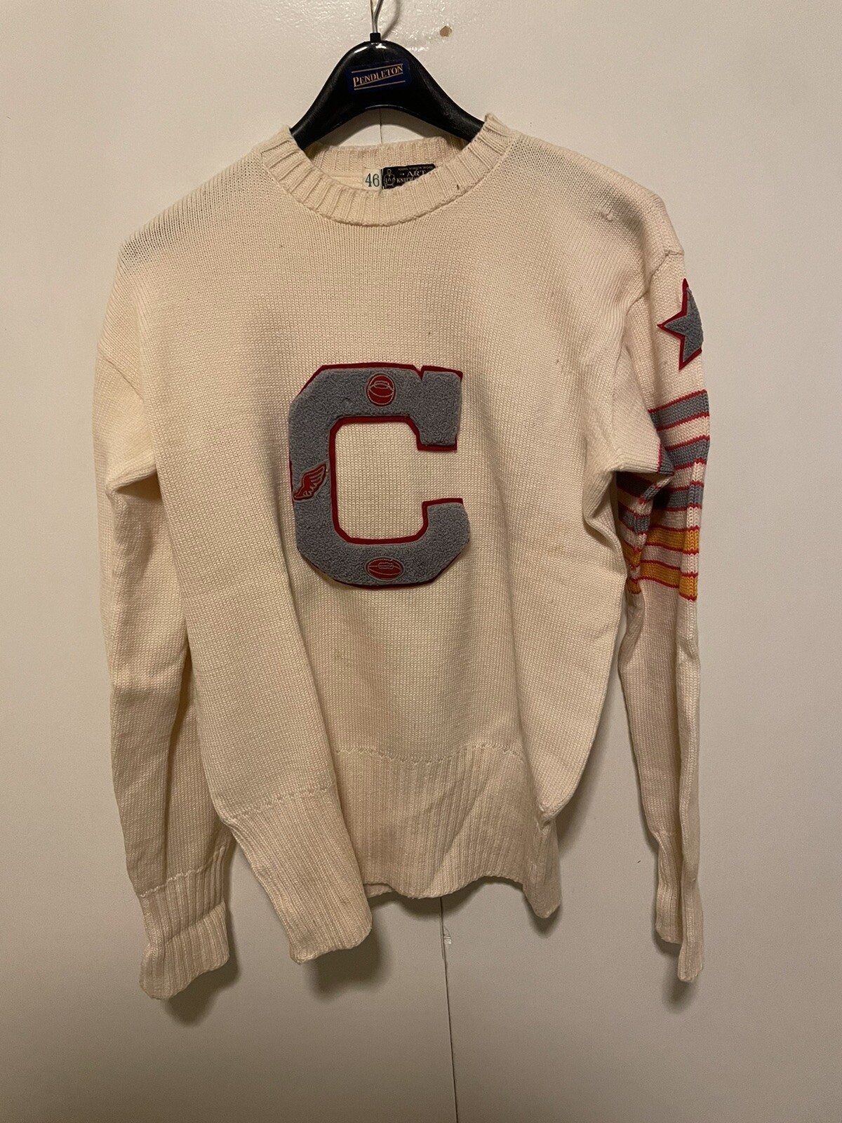 Vintage 1960's Art Knitting Mills Letterman Cardigan Sweater Size 42 ...