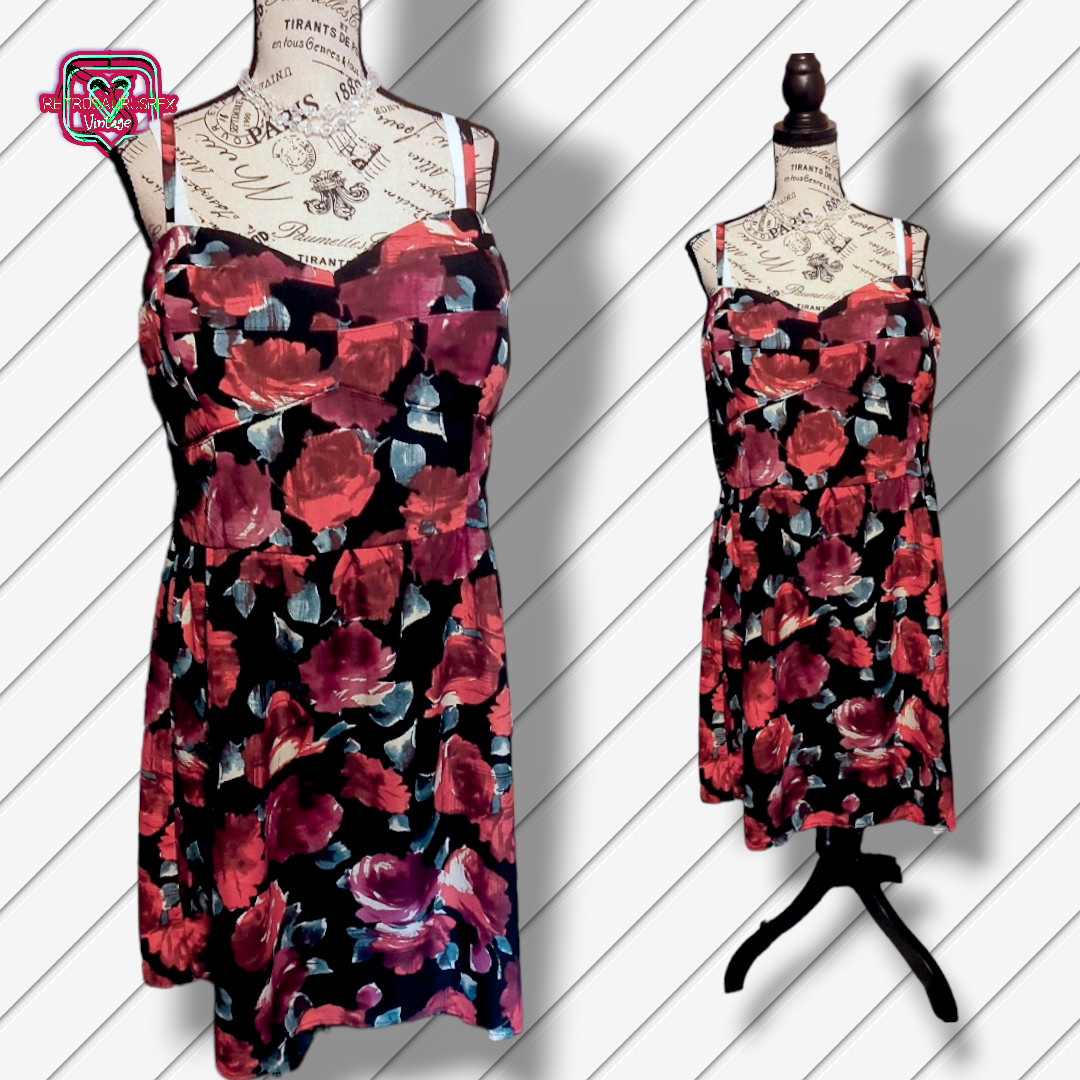 Vintage Torrid Y2K Romantic Shirred Rose Floral Party… - Gem