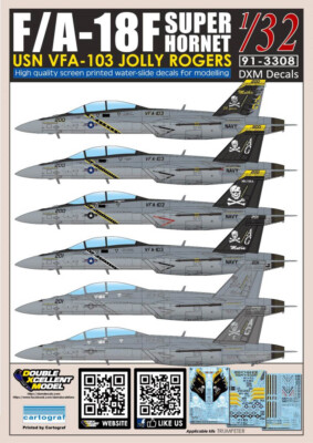DXM decal 1/32 USN F/A-18F Super Hornet VFA-103 Jolly Rogers | eBay