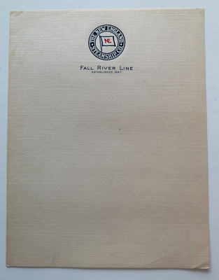 Vintage New England Steamship Co Fall River Line letterhead note paper ...