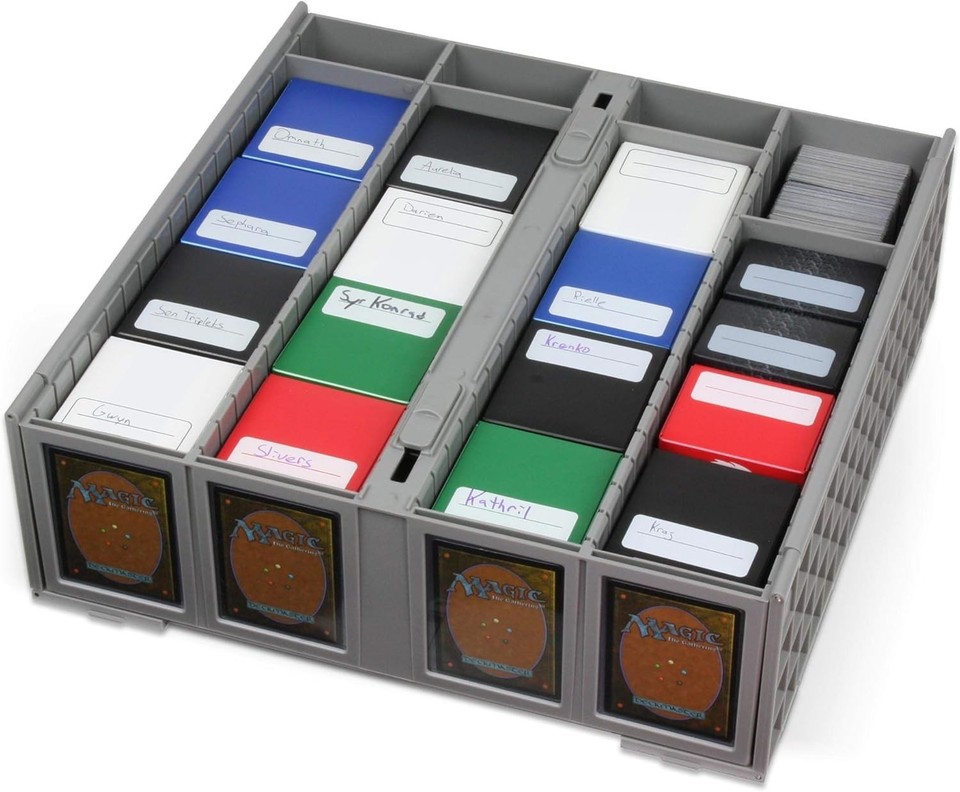 Customizable Storage Box for Trading Cards - Durable Gray Card Bin with ...
