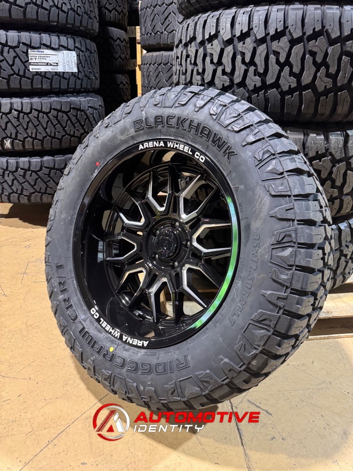 20x10 Arena A117 Violator Black Wheels 35" RT Tires 8x170 Ford Super ...