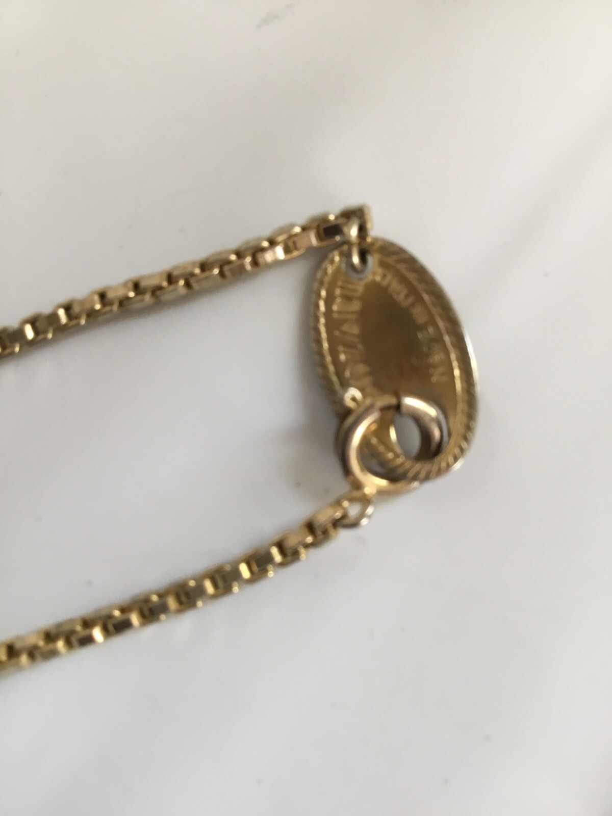 BOZART Gold Tone Necklace Box Chain Ornate Gold Tone Stations 35” Made ...