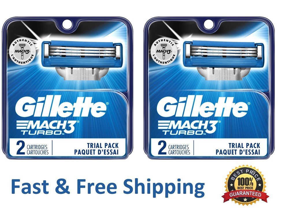 4 Gillette Mach 3 Turbo Razor Blades Refill Mach3 Cartridges fit M3 ...