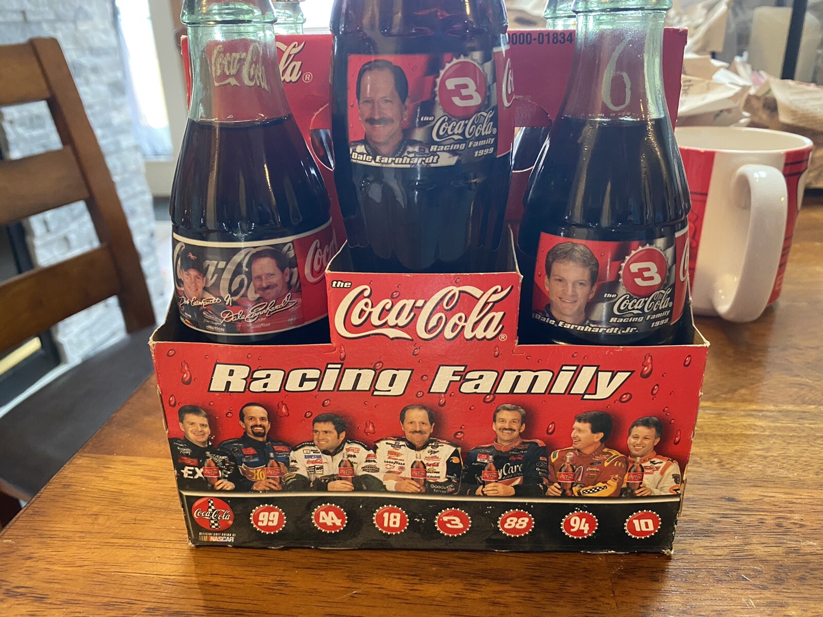 1999 Coca-Cola Racing Family Set of 6 Bottles w/Carrier Earnhardt Jr/Sr ...