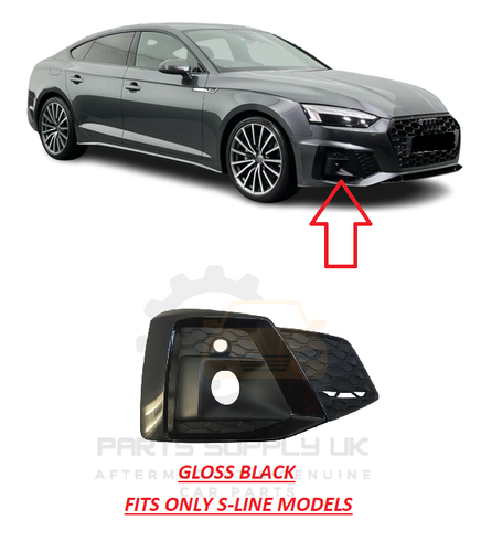NEW FOR AUDI A5 S-LINE 2020 - FRONT BUMPER FOGLIGHT GRILLE RIGHT GLOSS ...