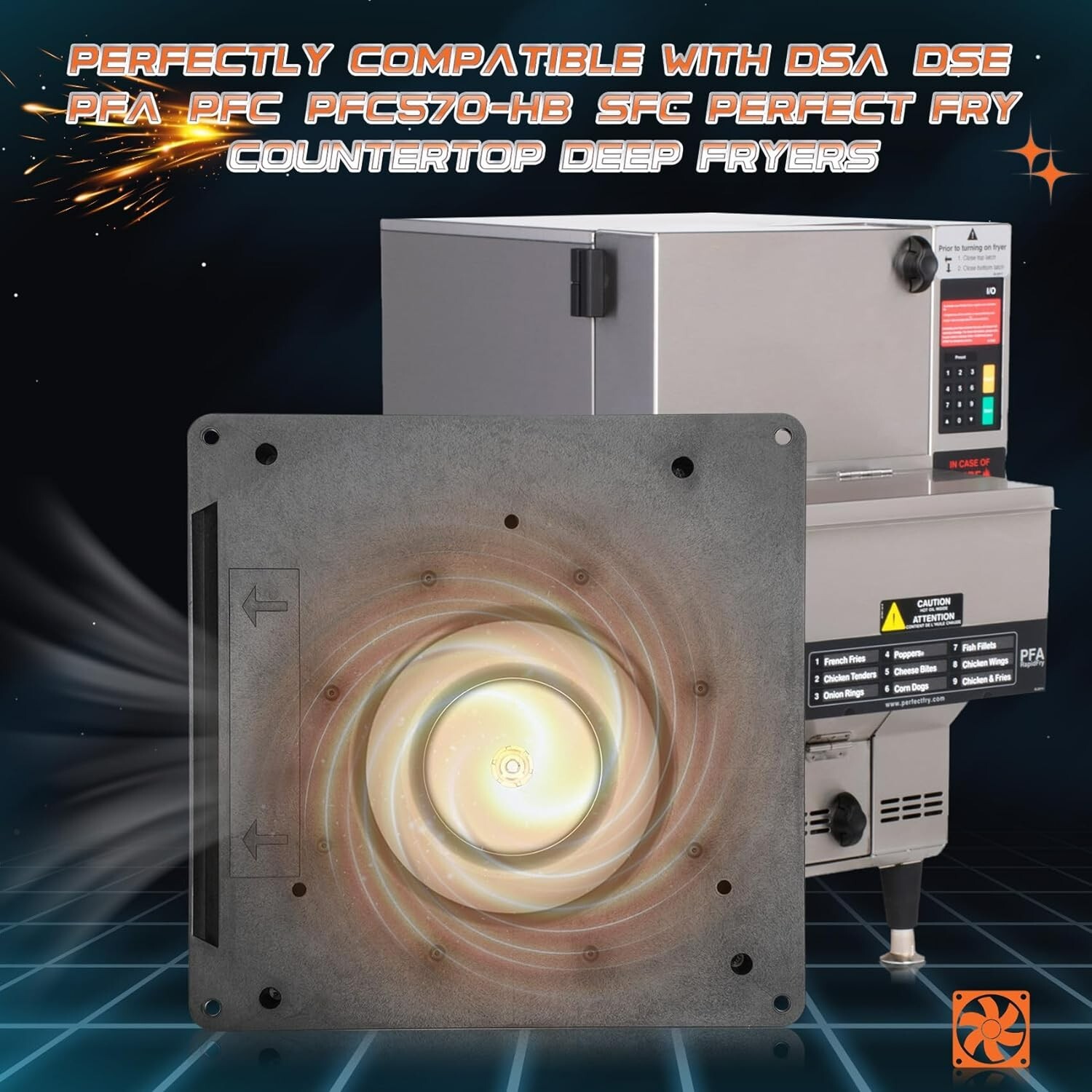 2DT951-C Main Fan Motor Kit for Perfect Fry Countertop Deep Fryer DSA ...