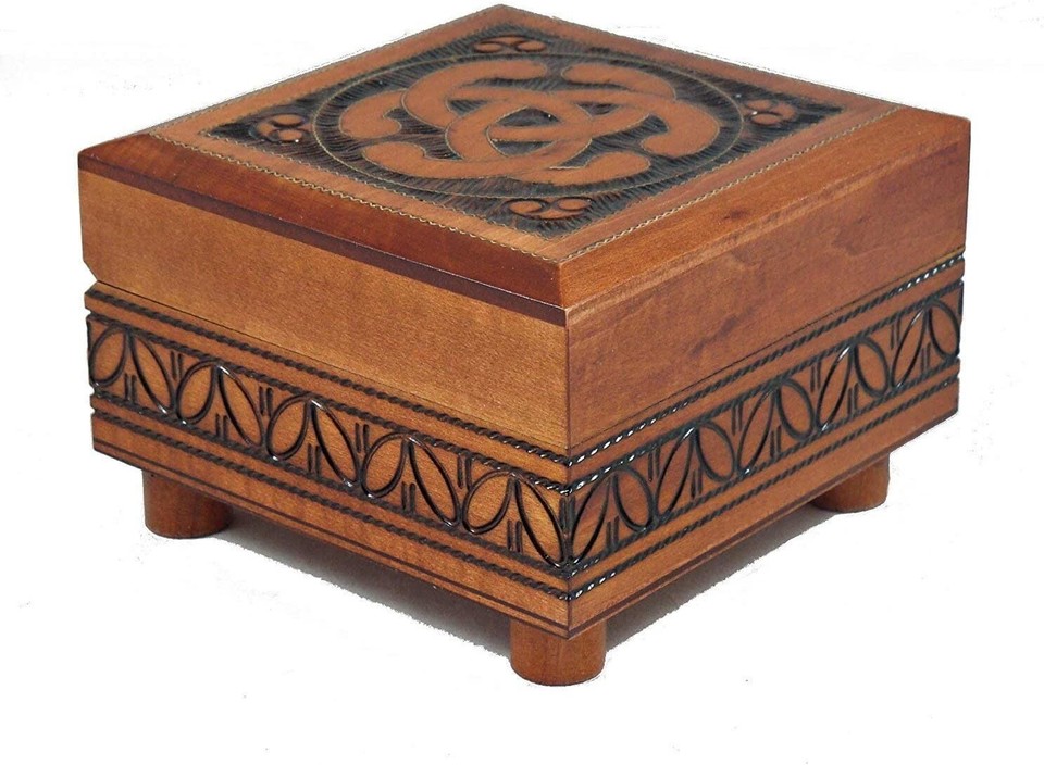 Celtic Knot Box Handmade Wood Keepsake Secret Opening Trick Puzzle ...