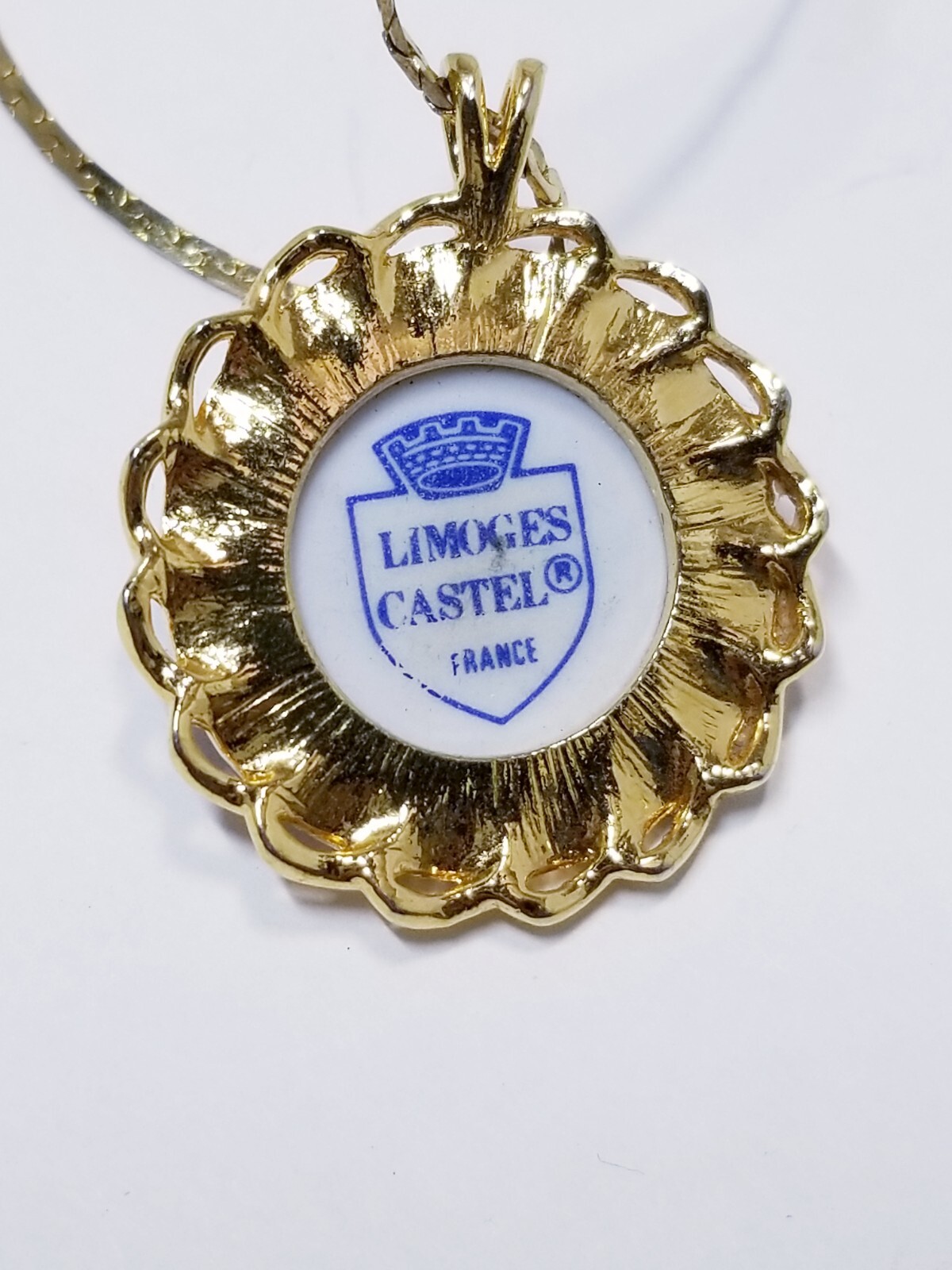 Vintage Limoges Castel Floral Porcelain Pendant 24" N… - Gem