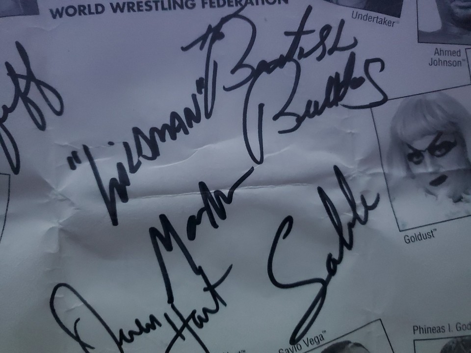 WWF Canada Autograph Page Owen Hart British Bulldog Sable Marc Mero ...