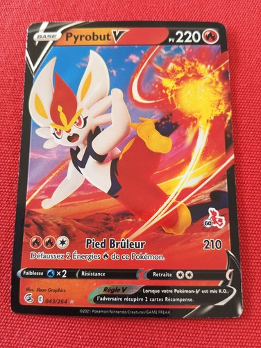 PYROBUT V 043/264 PV220 HOLO REVERSE EB08 POING FURIEUX CARTE POKEMON ...