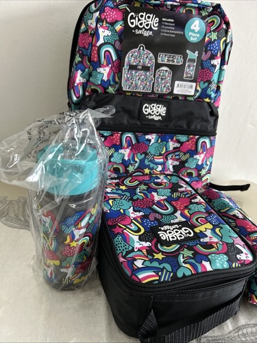 Smiggle Giggle Backpack 4-Piece Bundle Lunch Bag, Water Bottle, Pencil ...