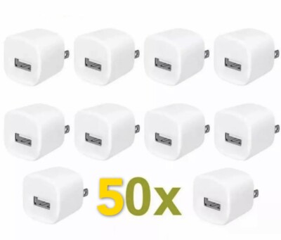 50x White 1A USB Power Adapter Wall Charger US Plug FOR iPhone iPod ...