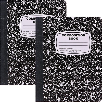 Marble Composition Notebook Wide Ruled Black & White Compo. Bks 100 ...