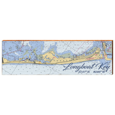 Longboat Key, Fl Map Printed On Real Solid Wood ART15-TOW6M-B-3 30" x 9 ...