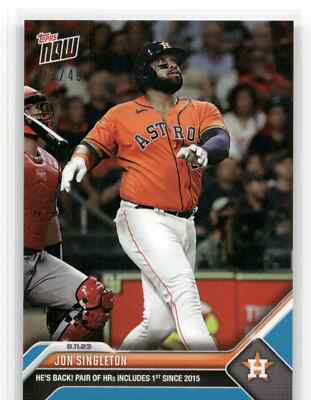 🟦 JON SINGLETON's Back, 1st HR Since 2015 BLUE 22/49 Astros 2023 Topps ...