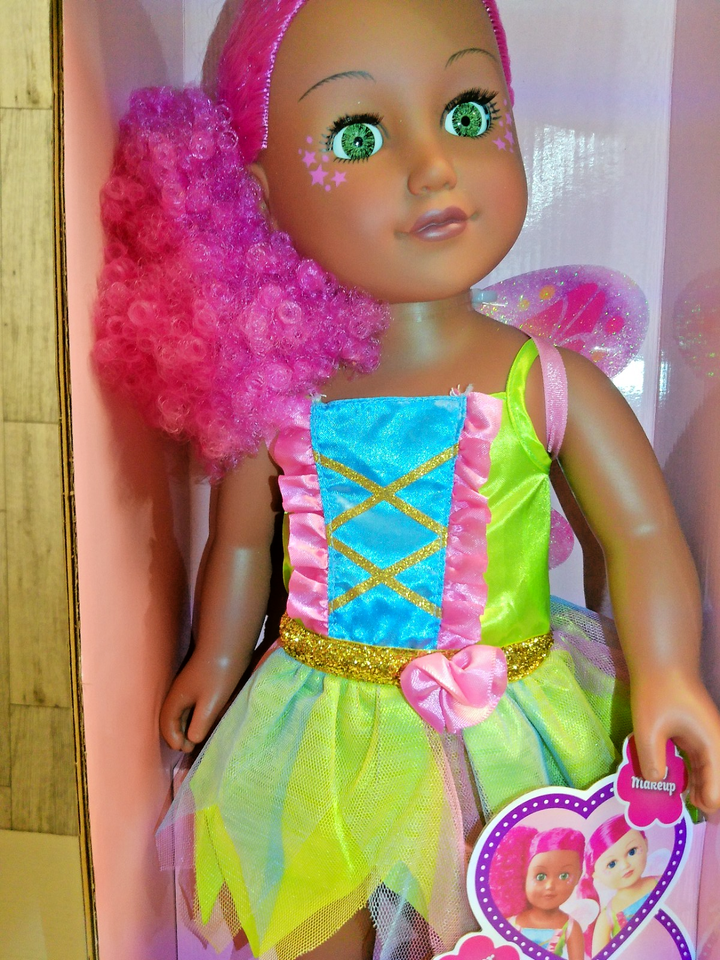 My Life Elora Doll Pink Hair Green Eyes 18" Posable Fairy Glitter Wings ...