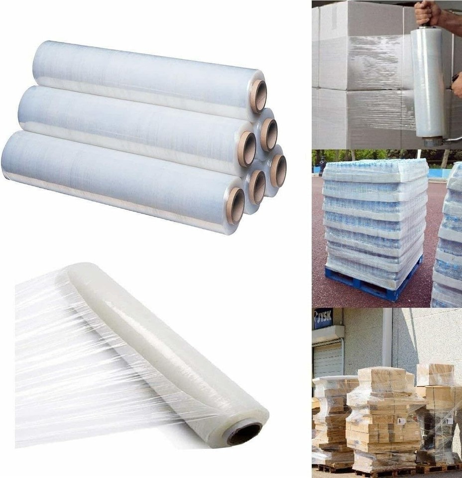 6 X STRONG ROLLS CLEAR PALLET STRETCH SHRINK WRAP 400mm x 250M PACKING ...