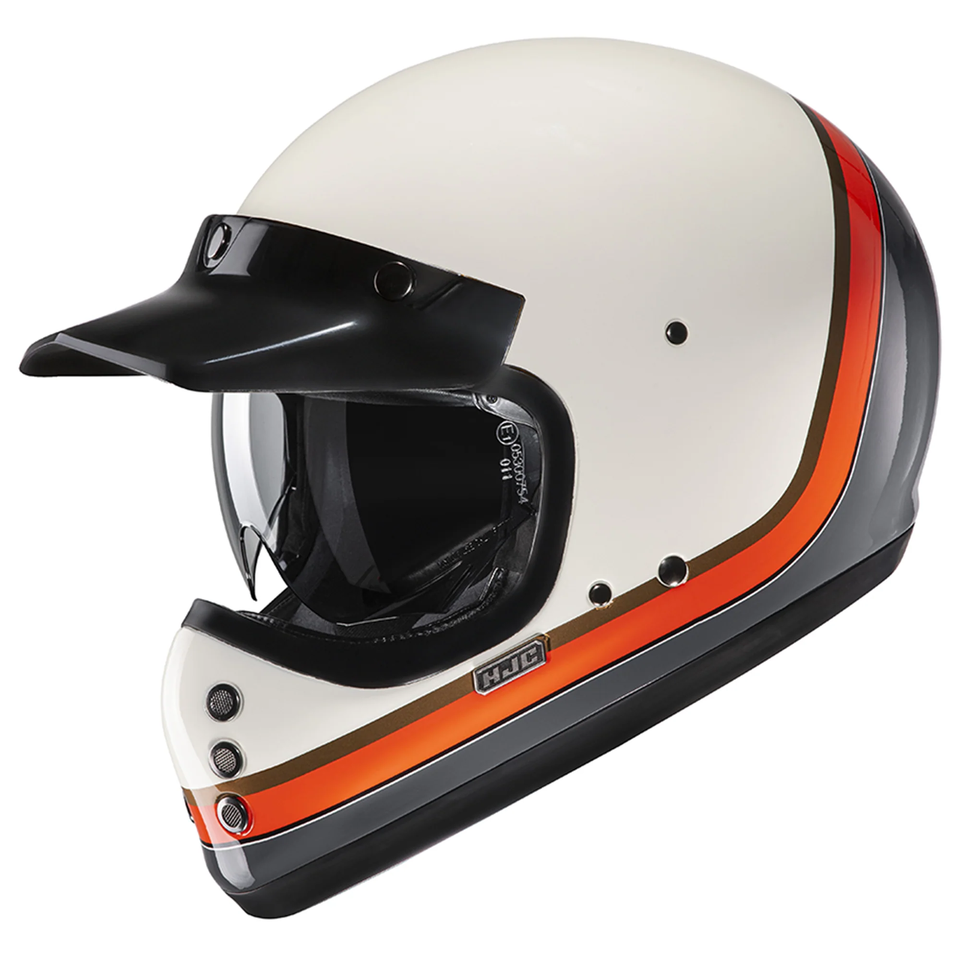 HJC V60 Motorcycle Helmet Scoby MC7 Brown Orange White | eBay UK