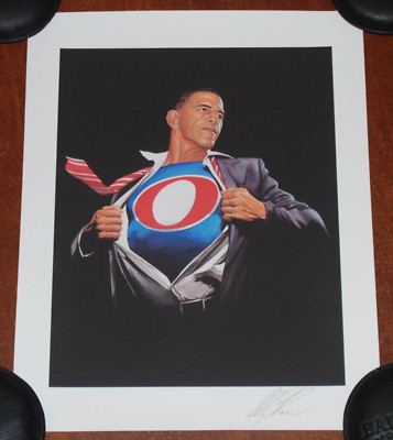 Signed Alex Ross Art Print Time For A Change Barack Obama Superman ...