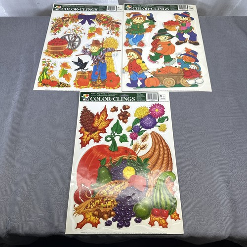 Color Clings Fall Harvest/Thanksgiving Window Static Cling Reusable ...