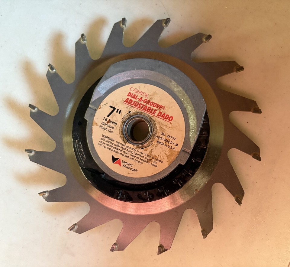 Carbide, 16 teeth. Duel-A-Grove, Adjustable DADO. 7" Blade. Vermont ...