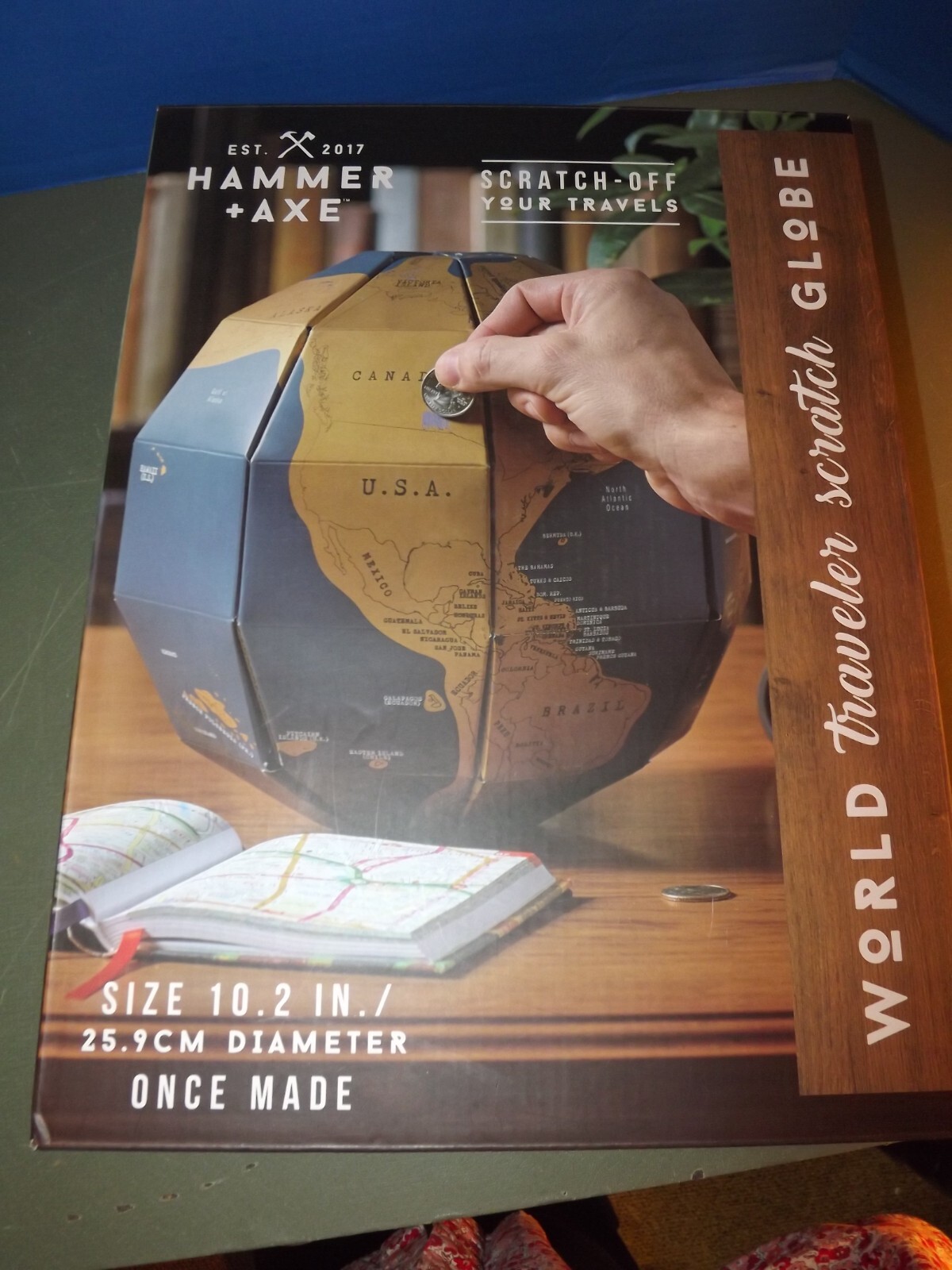 Hammer+Axe World Traveler Scratch Globe Scratch-Off Your Travels 10.2 ...
